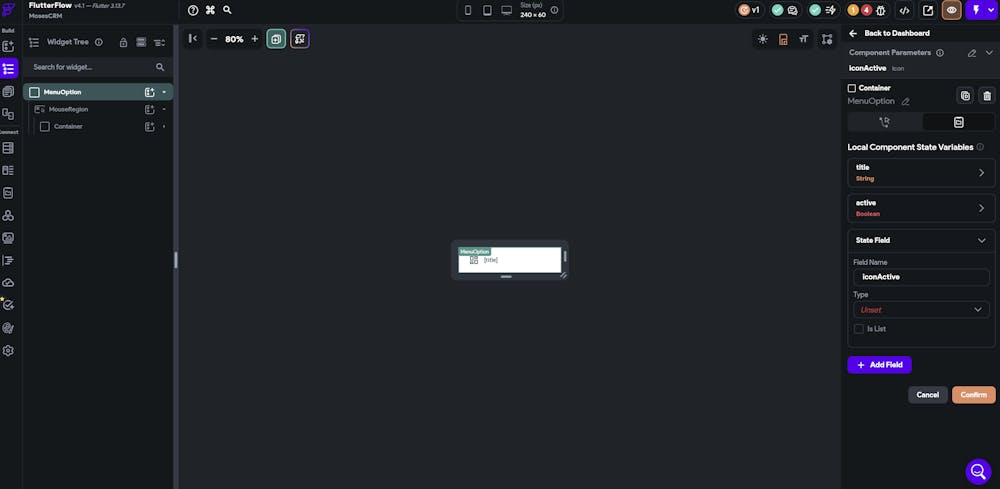 How I can now create icon and action parameters in component parameters?