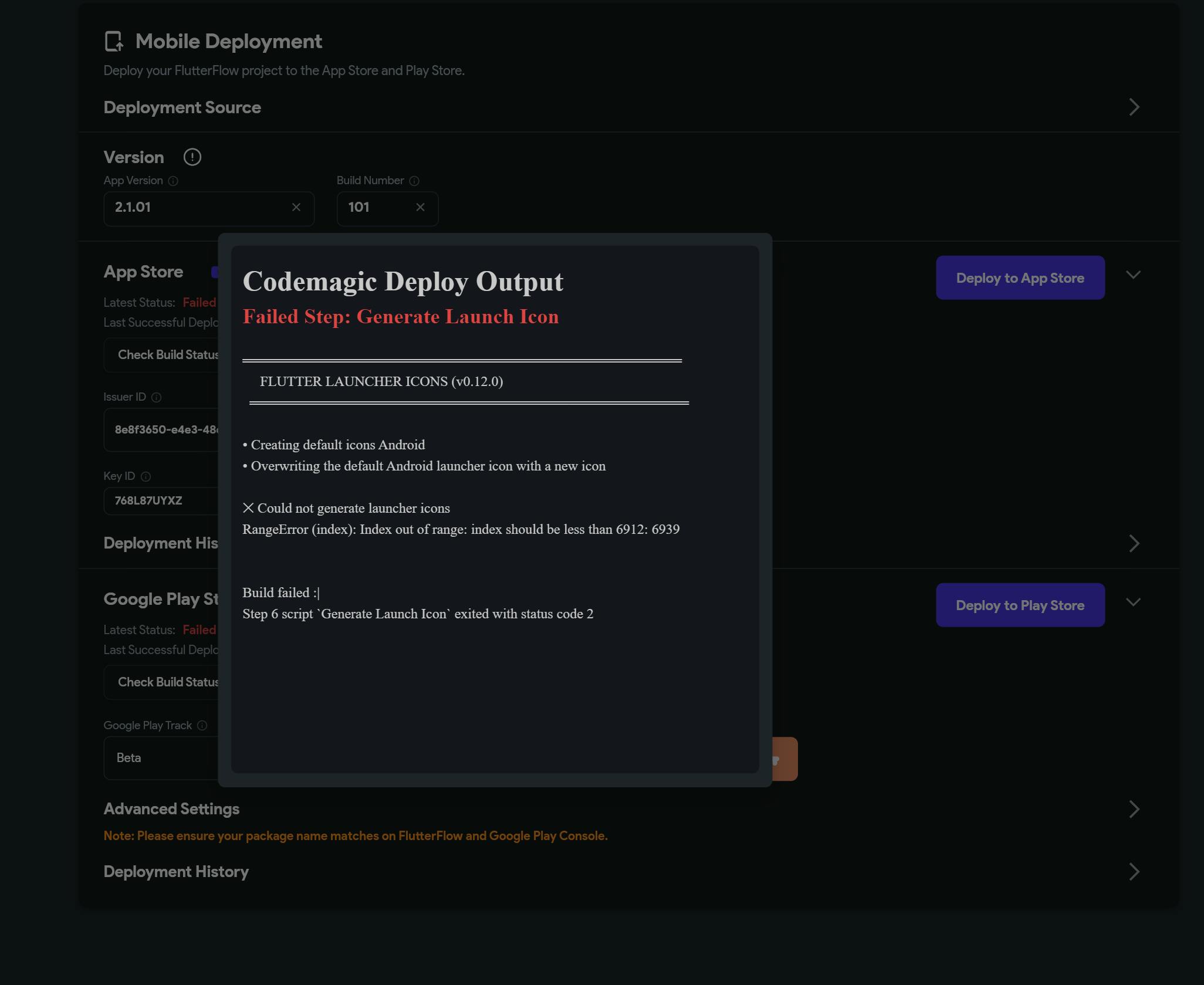 Failed Step: Generate Launch Icon