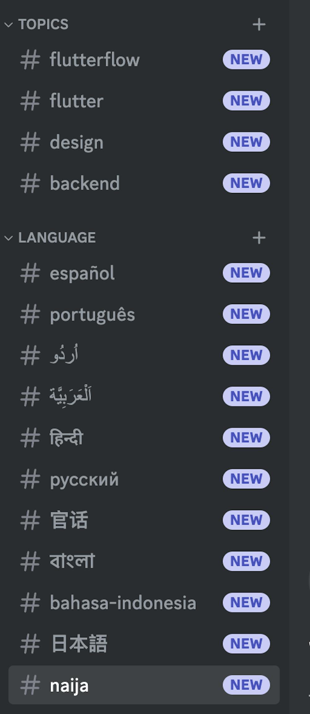 Flutterflow Discord community with different languages