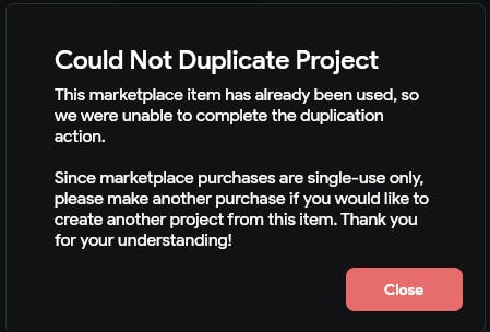 Can't Duplicate Team Project