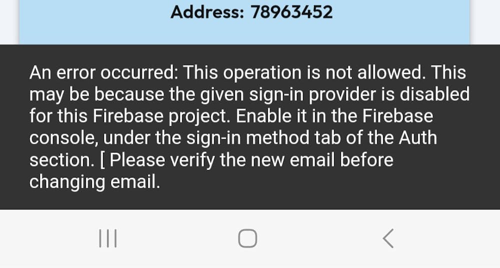 Update Email (authentication) not working
