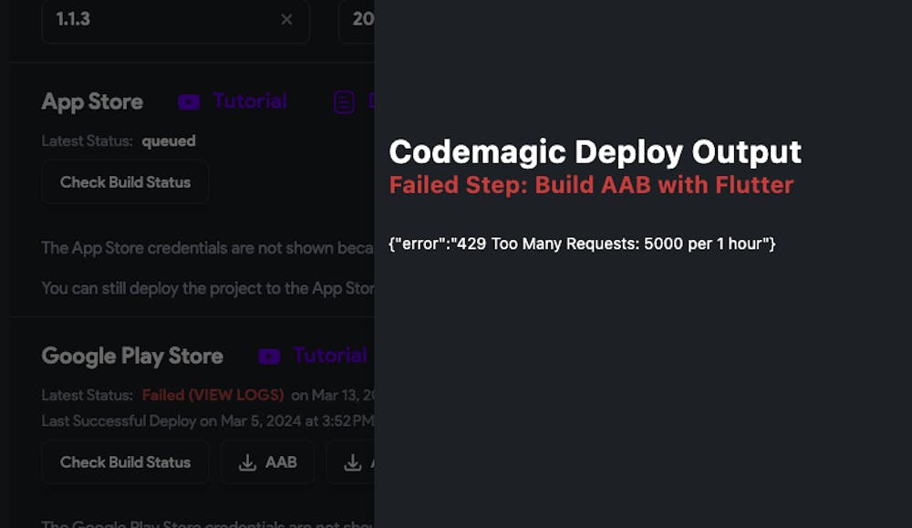 Deployement issue : 429 too many request