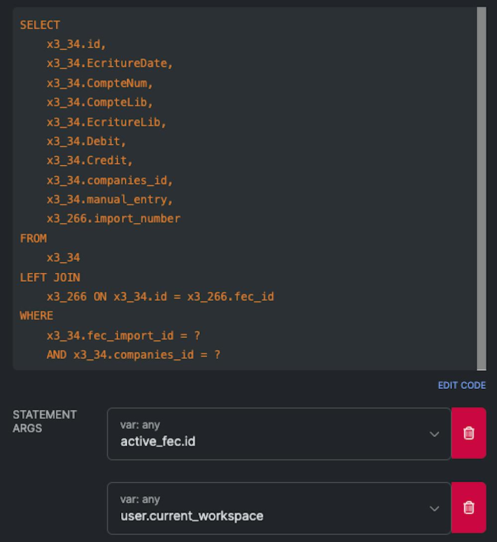 Direct database query: left join