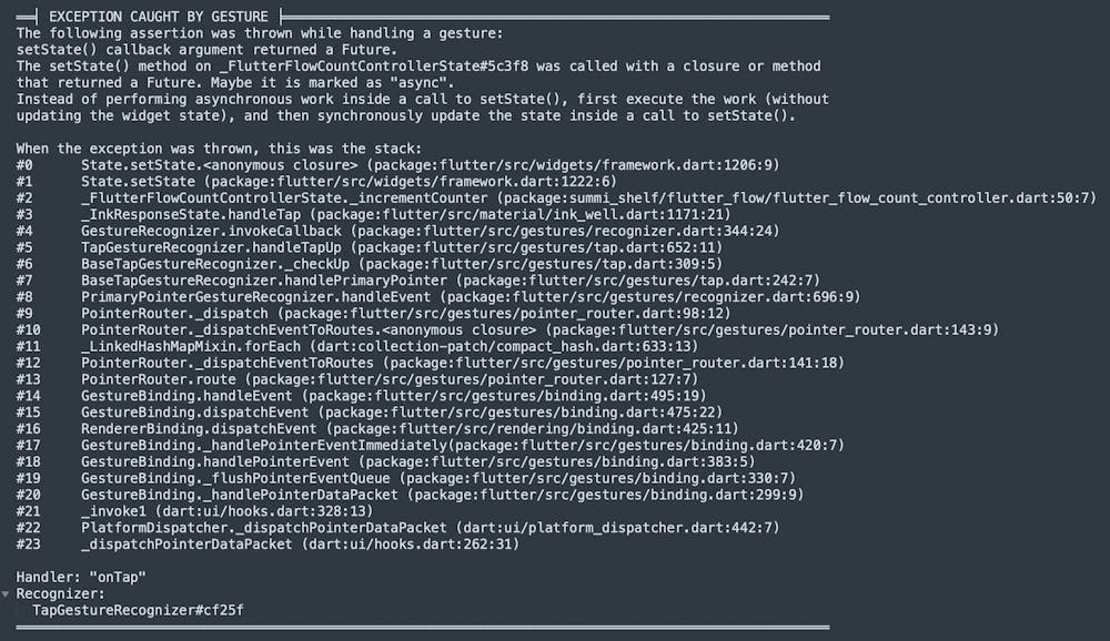 CountController widget throws gesture exception
