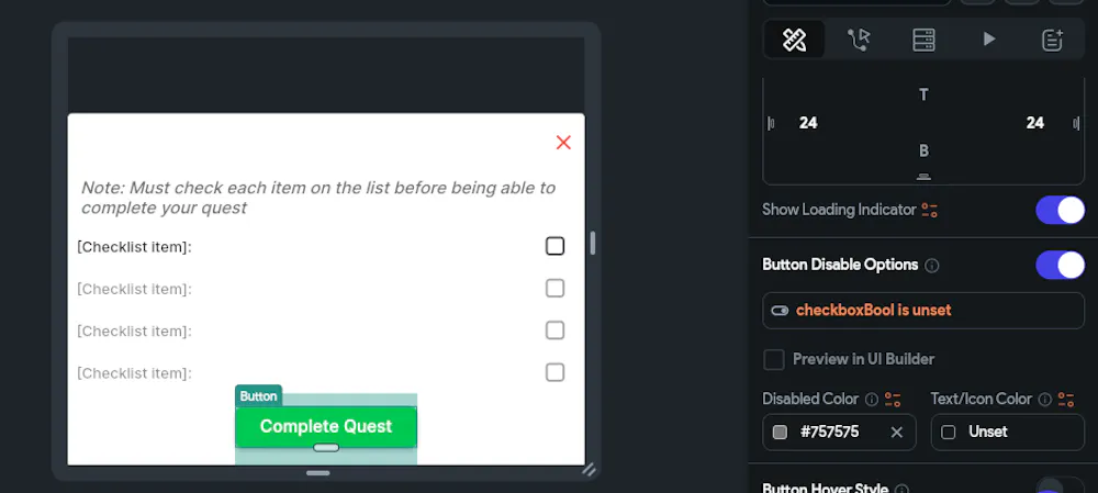 Disable Button based off checkbox