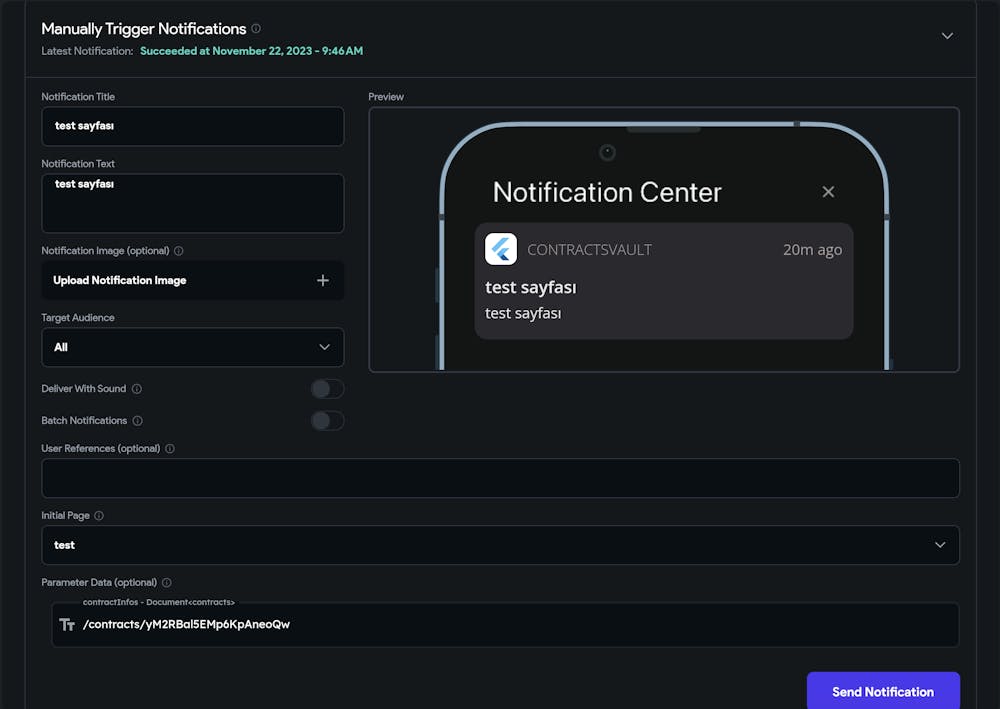 The push notification handler cannot handle the parameter_data.