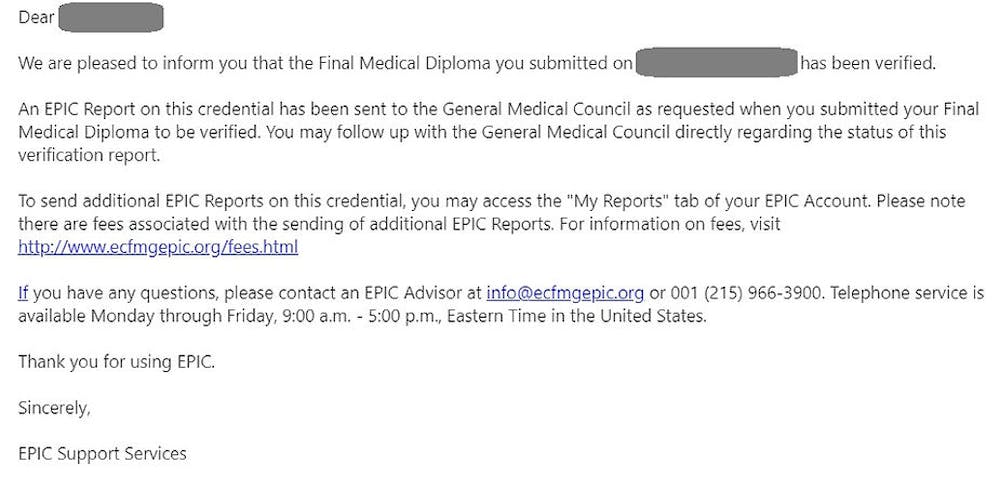 GMC registration - STEP 2 - EPIC verification of PMQ by the ECFMG