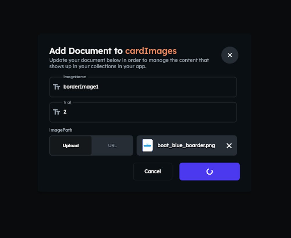 Upload an image to Firebase Document not working