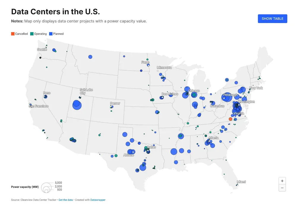 NEWS: Mapping all 500+ planned US data centers