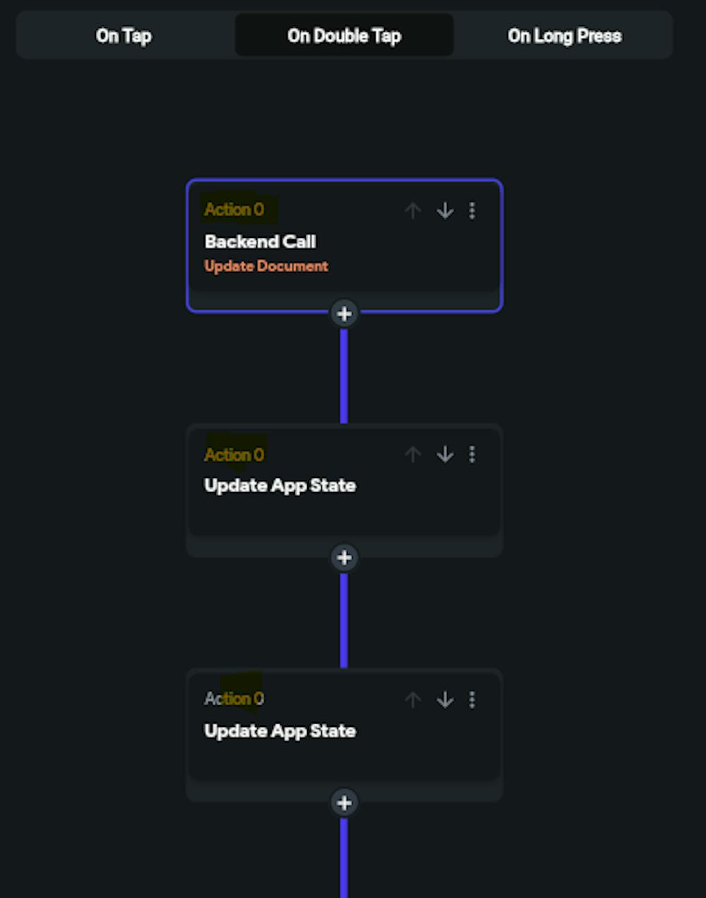 While adding multiple actions on button shows 0 action