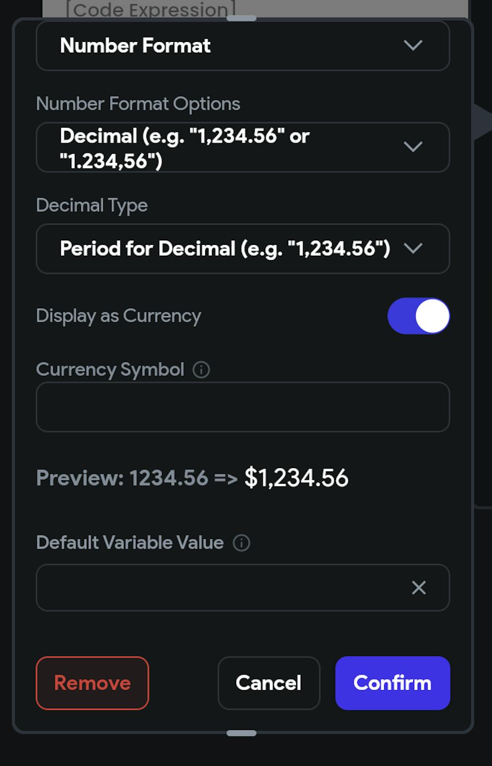 Force specific nummber of digits of precision in number format