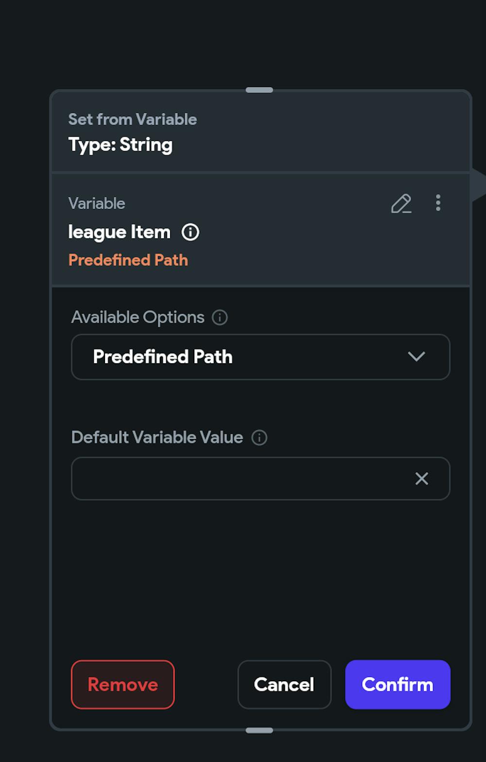 Predefined Path not showing options