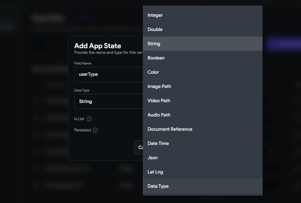 Create App State Variable With Data Type Enum