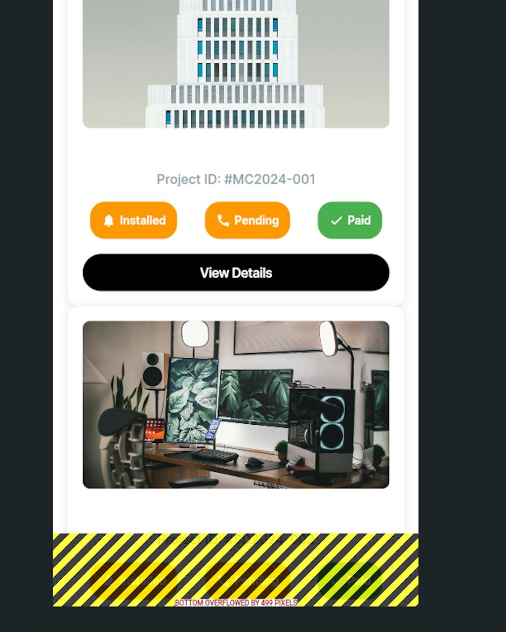 BOTTOM OVERFLOWED *number of pixels* PIXELS