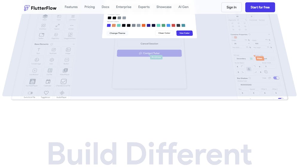 FlutterFlow homepage scroll effect