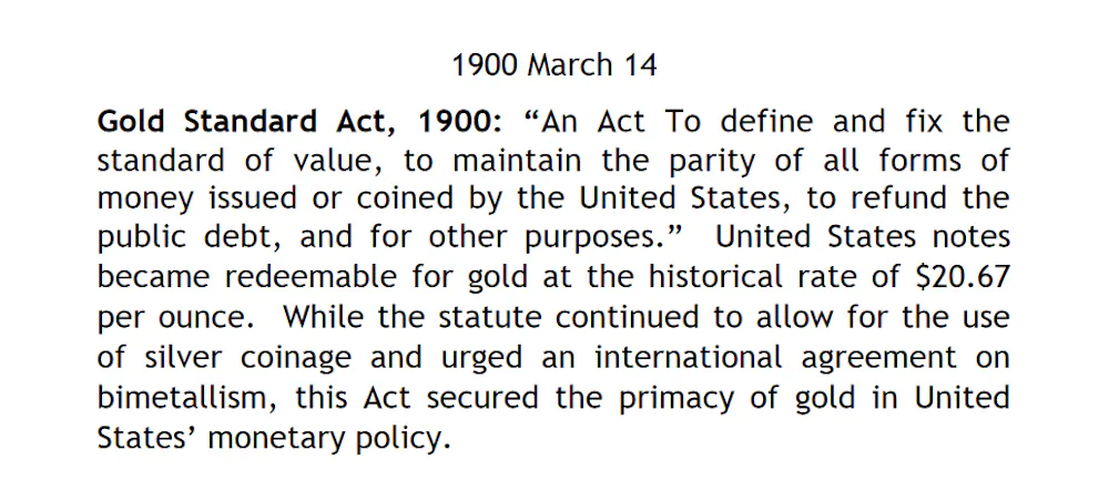 The Gold Standard Act of 1900: Ensuring Stability in Currency and Commerce