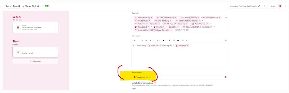 Unable to attach files along with email sent via automation