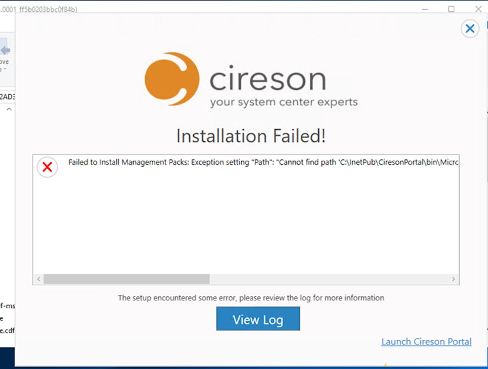 Issue: Cireson Portal does not install if Install Files Path contains brackets ( )