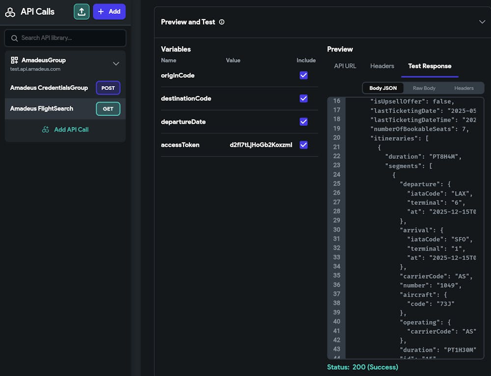 Amadeus Flight search API
