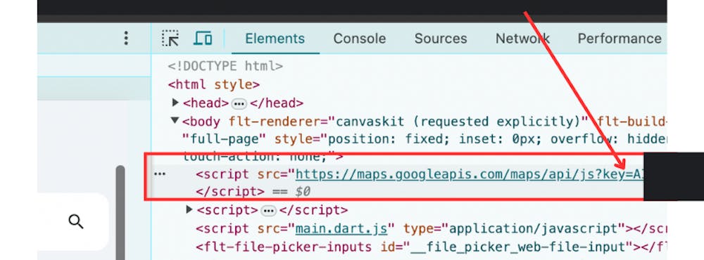 Google Map API Key for Browser Visible on Chrome Browser Console