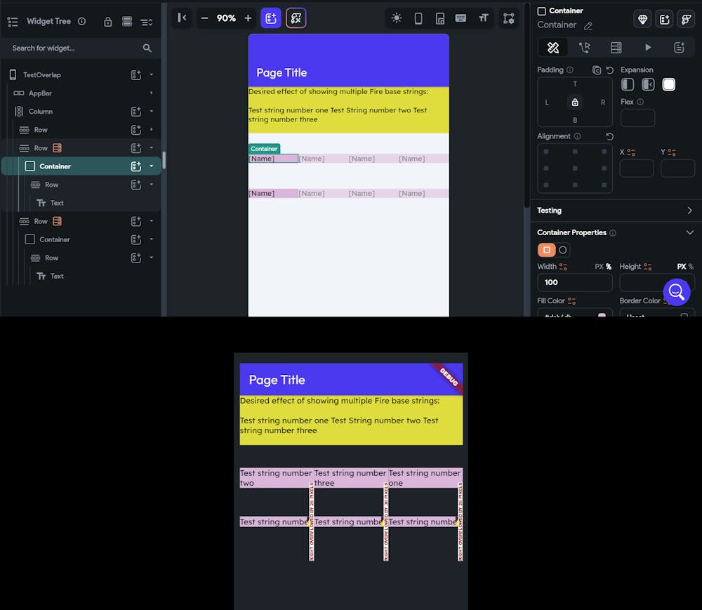 Horizontal overlapping of a list of strings