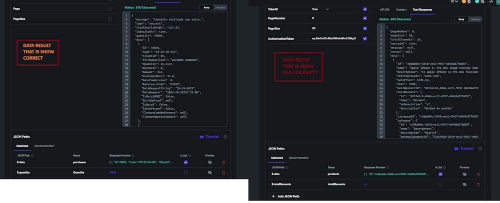 Error List View Or Json Path With Two Queries Results Are Returned But Only One Query Is Shown